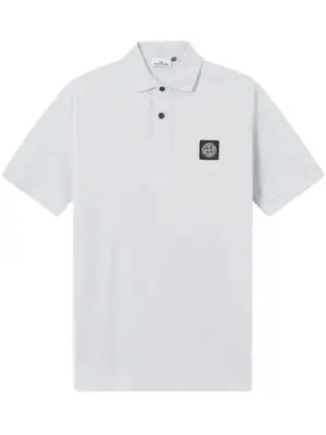 Stone Island Logo Cotton Polo Shirt - Sky Blue