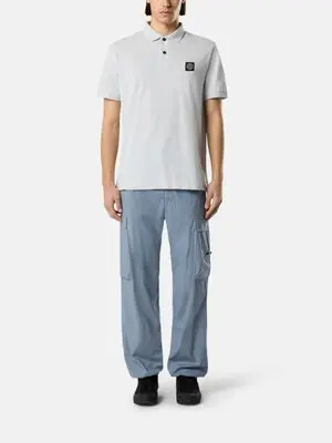 Stone Island Logo Cotton Polo Shirt - Sky Blue