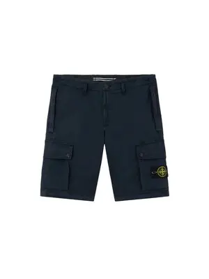 Stone Island Cargo Bermuda Shorts With Logo Detail - Blue