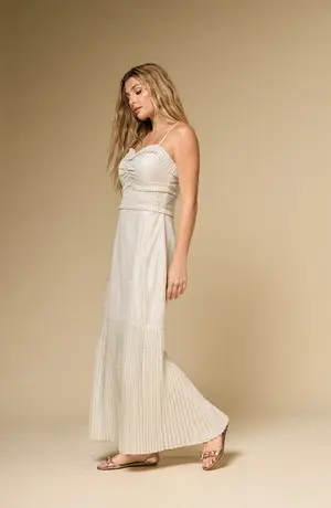 BTB LOS ANGELES Linen-lurex Maxi Dress