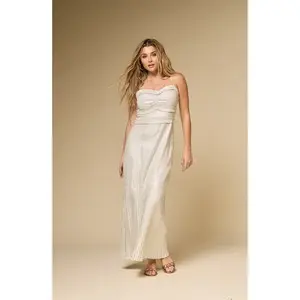 BTB LOS ANGELES Linen-lurex Maxi Dress - Cream/silver