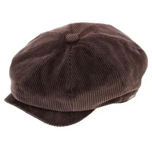 WIGENS Brisbane Moss Corduroy Newsboy Cap - Dark Brown