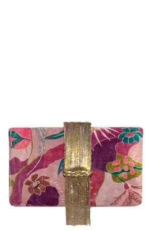 SIMITRI Velvet Fringe Clutch - Petals