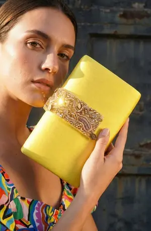 SIMITRI Beaded Fringe Flap Clutch