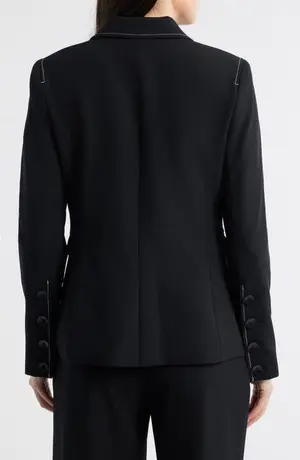 TAHARI ASL Topstitch Detail One-button Jacket