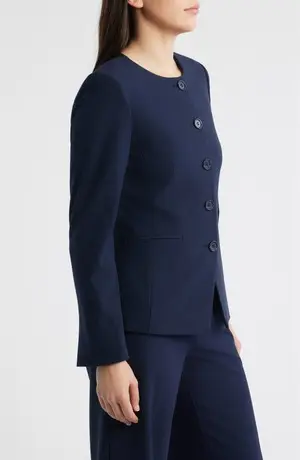 TAHARI ASL Collarless Button-up Jacket