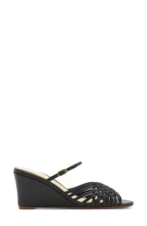 ALEXANDRE BIRMAN Lilian Woven Wedge Slides - Black