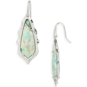 Kendra Scott Adriana Scallop Drop Earrings - Silver Sea Green Chrysocolla