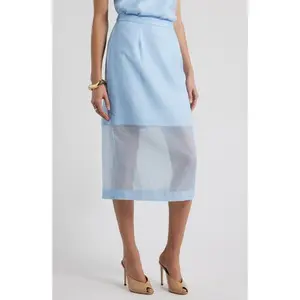 Nordstrom Organza Overlay Midi Pencil Skirt - Blue Floaty