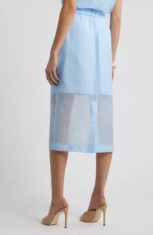 Nordstrom Organza Overlay Midi Pencil Skirt - Blue Floaty