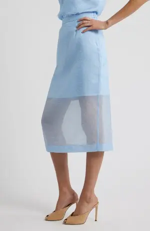 Nordstrom Organza Overlay Midi Pencil Skirt - Blue Floaty