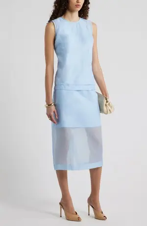 Nordstrom Sleeveless Organza Shell Top - Blue Floaty