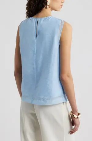 Nordstrom Sleeveless Organza Shell Top - Blue Floaty