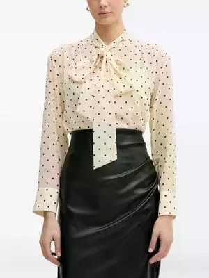 JOOP! Polka-dot Tie Blouse