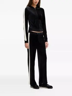 Juicy Couture Velour Zip-up Hoodie With Side Stripes