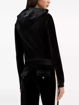 Juicy Couture Velour Zip-up Hoodie With Side Stripes