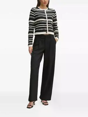 OUI Striped Button-front Cardigan