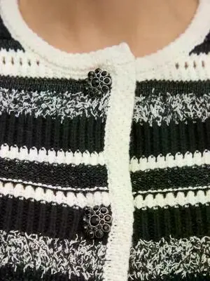 OUI Striped Button-front Cardigan