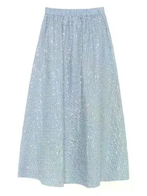 Sandro Maxi Striped Sequined Skirt - Blue