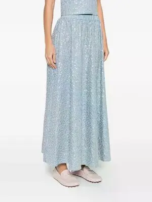 Sandro Maxi Striped Sequined Skirt - Blue