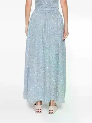 Sandro Maxi Striped Sequined Skirt - Blue