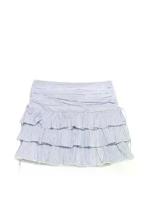 Sandro Striped Ruffle Mini Skirt - Blue