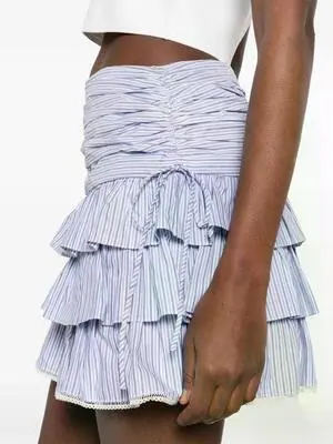 Sandro Striped Ruffle Mini Skirt - Blue