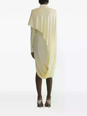 MUGLER Draped High-neck Midi Dress - Neutrals