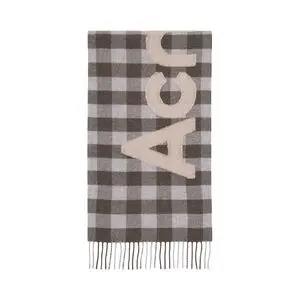 Acne Studios Check Logo Scarf /beige - Brown