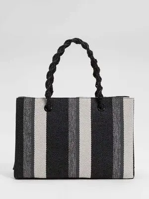 TWINSET Striped Tote Bag With Twisted Handles