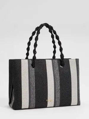 TWINSET Striped Tote Bag With Twisted Handles