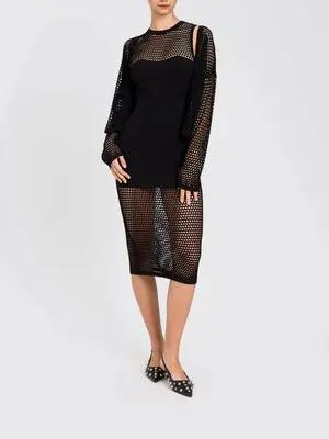 TWINSET Mesh Viscose Blend Midi Dress