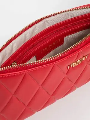 TWINSET Quilted Shoulder Bag With Chain Strap And Pearl Detail