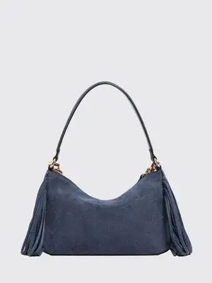 TWINSET Liliane Suede Fringed Bag With Metal Mesh Appliques - Navy