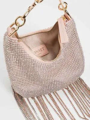 TWINSET Embellished Crystal Mini Bag With Fringe - Peach