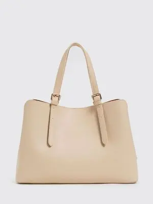 TWINSET Grained Synthetic Leather Shoulder Bag - Sand