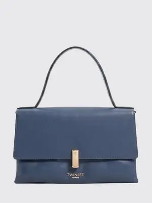 TWINSET Rectangular Synthetic Leather Bag With Buckle Closure And Top Handle - Navy