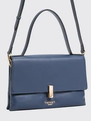 TWINSET Rectangular Synthetic Leather Bag With Buckle Closure And Top Handle - Navy