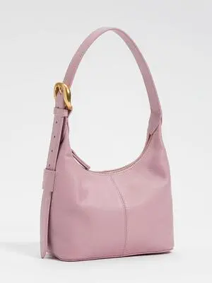 TWINSET Natural Grained Leather Shoulder Bag - Pink