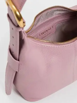 TWINSET Natural Grained Leather Shoulder Bag - Pink