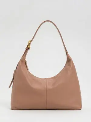 TWINSET Smooth Leather Hobo Bag - Coffee