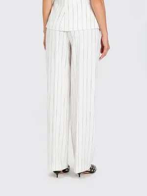 TWINSET Striped Viscose Blend Straight Trousers - White