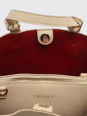 TWINSET Grained Synthetic Leather Satchel Bag - Sand