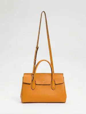TWINSET Grained Faux Leather Top Handle Bag With Adjustable Shoulder Strap - Yellow
