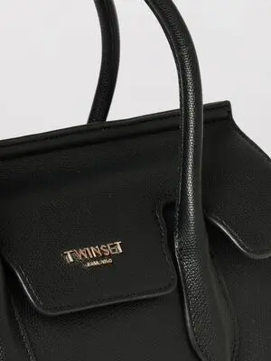 TWINSET Grained Faux Leather Top Handle Bag - Black
