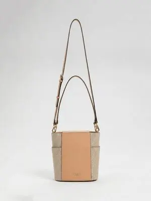TWINSET Mini Bucket Bag In Twill And Faux Leather