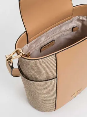 TWINSET Mini Bucket Bag In Twill And Faux Leather