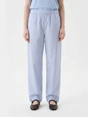ROTATE BY BIRGER CHRISTENSEN Striped Cotton Palazzo Trousers - Blue
