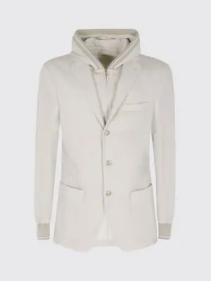 Eleventy Single-breasted Blazer With Hooded Detail - Grey