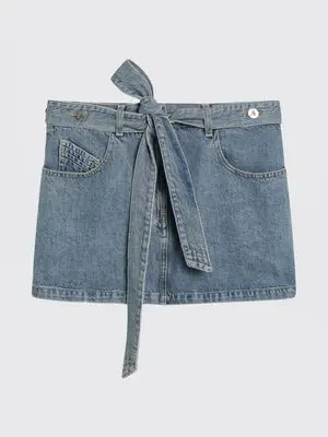 Attico Belted Denim Mini Skirt